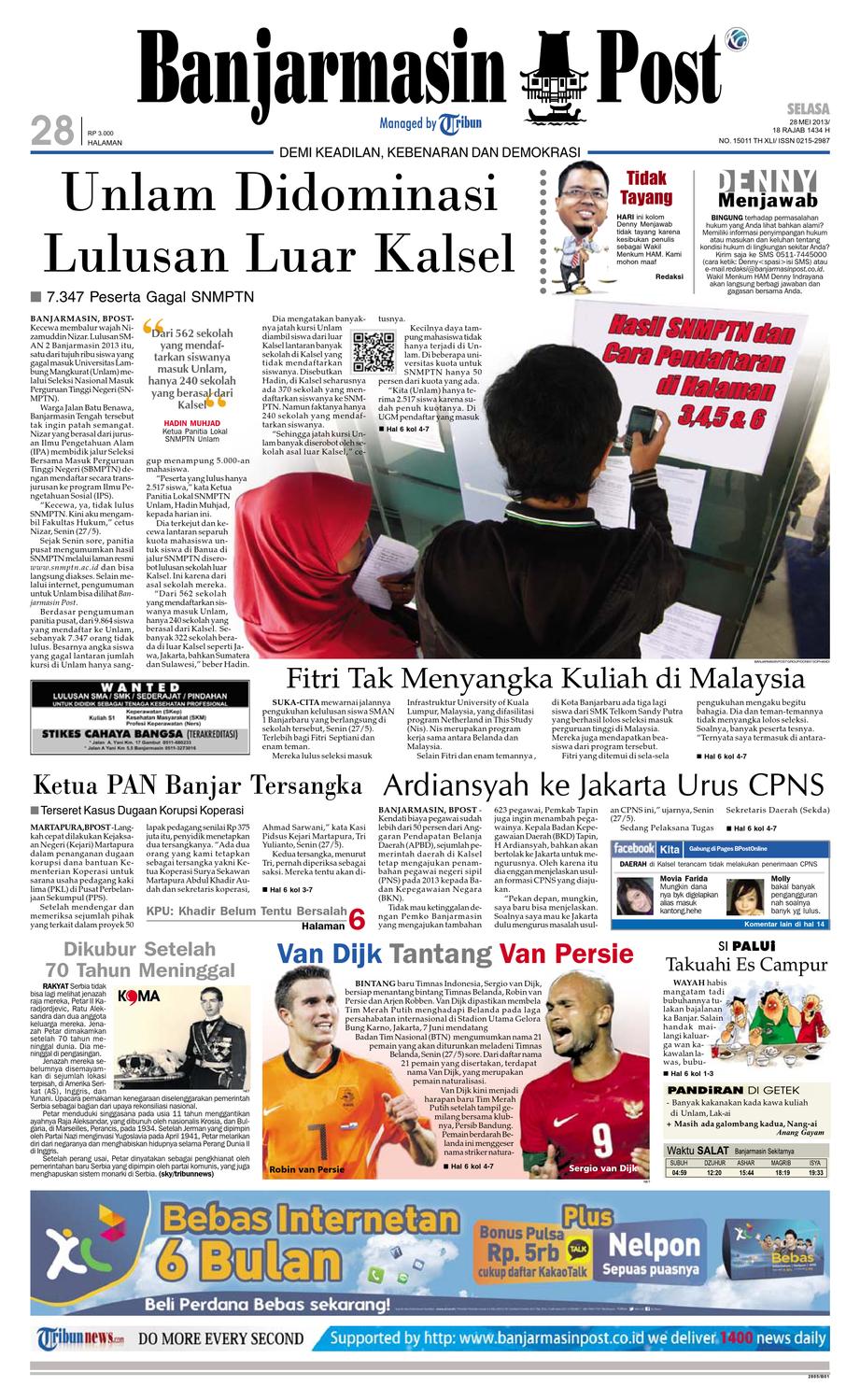 Banjarmasin Post Edisi Selasa, 28 Mei 2013 by Banjarmasin Post - Issuu