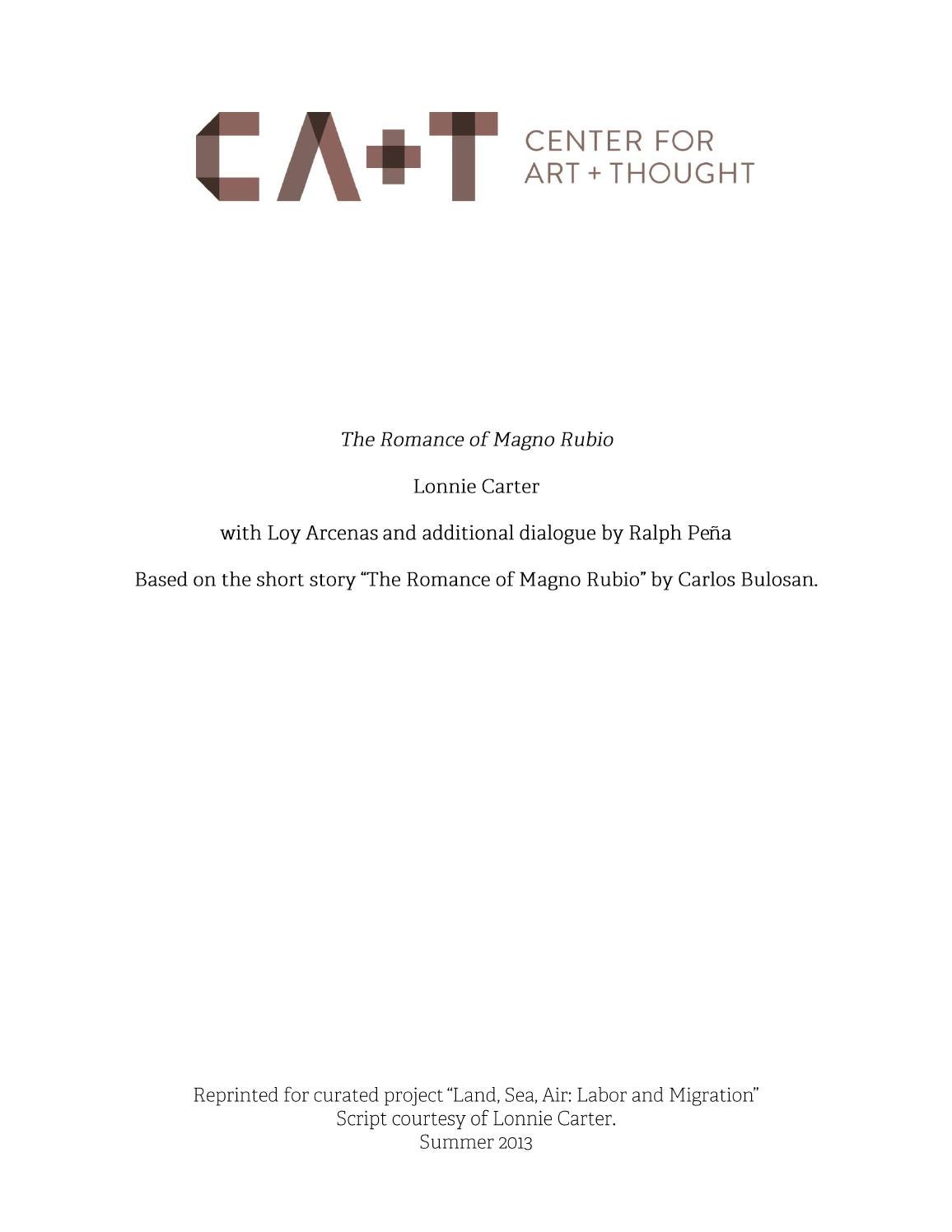 The Romance of Magno Rubio by Center for Art and Thought - Issuu