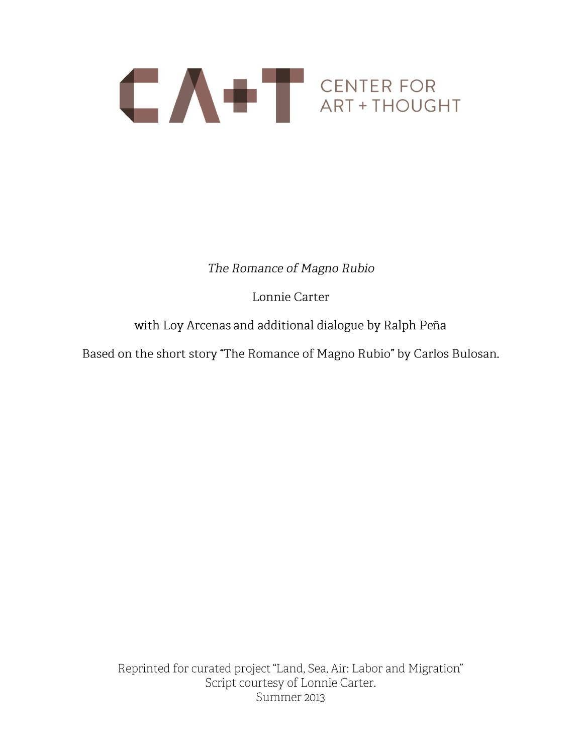 The Romance of Magno Rubio by Center for Art and Thought [defunct ...