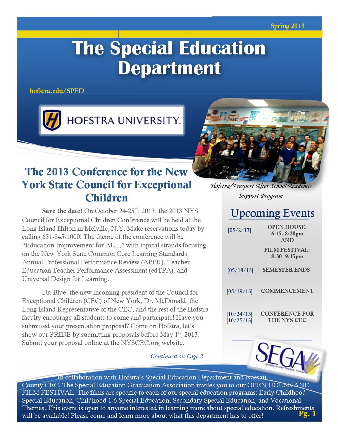 Special Education - Spring 2013 Newsletter by Hofstra University - Issuu