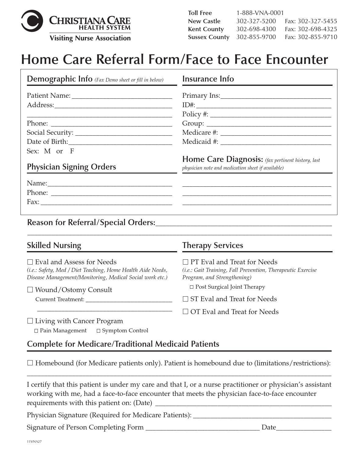 Home Care Referral Form by ChristianaCare - Issuu