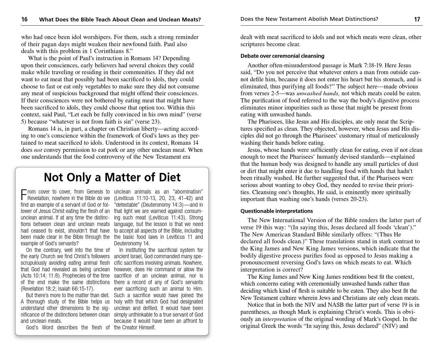 Bible Study Aid - What Does the Bible Teach About Clean and Unclean ...