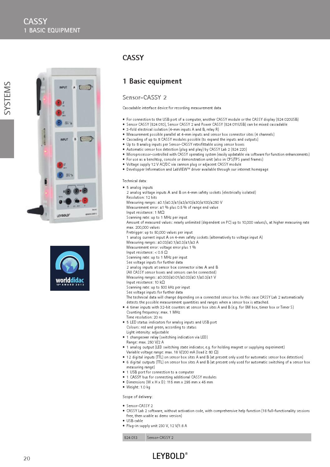 CASSY system by LD Didactic GmbH - Issuu