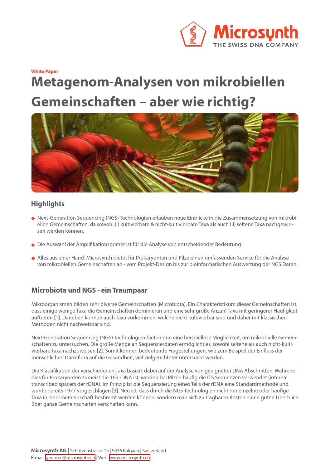 Metagenom-Analysen von mikrobiellen Gemeinschaften – aber wie richtig ...