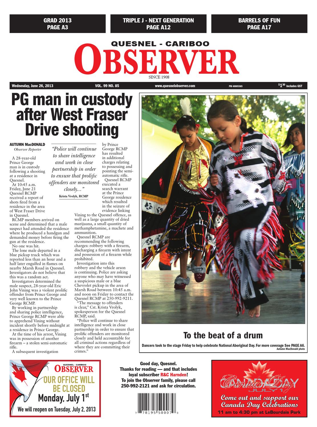 Quesnel Cariboo Observer, June 26, 2013 by Black Press Media Group - Issuu