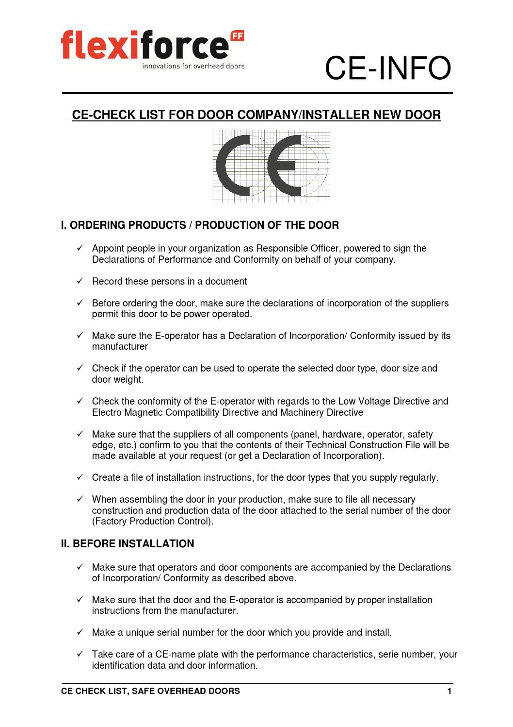 CE check list by FlexiForce - Issuu