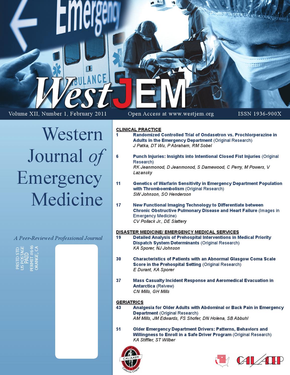 Volume 12 Issue 1 by Western Journal of Emergency Medicine - Issuu