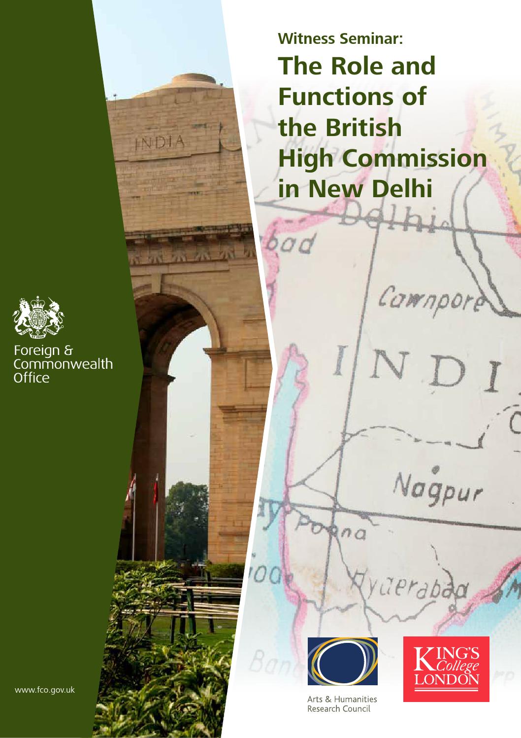 Witness Seminar: The Role and Functions of the British High Commission ...