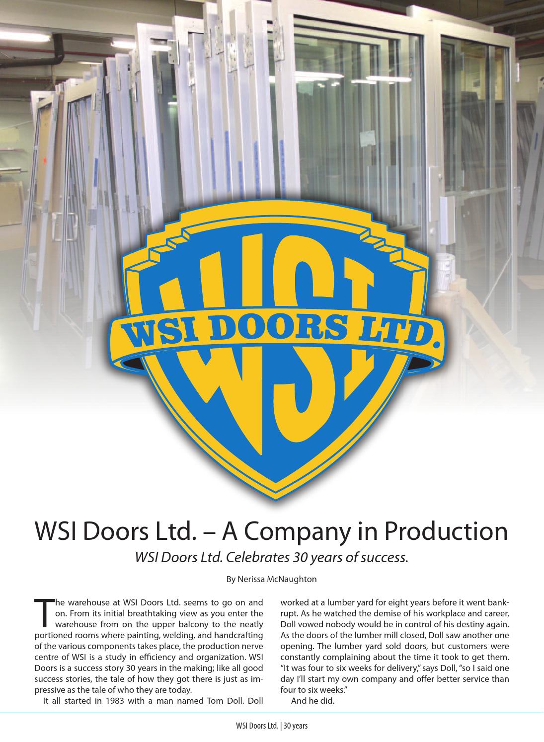 WSI Doors Ltd. - 30 Years by Business in Edmonton Magazine - Issuu