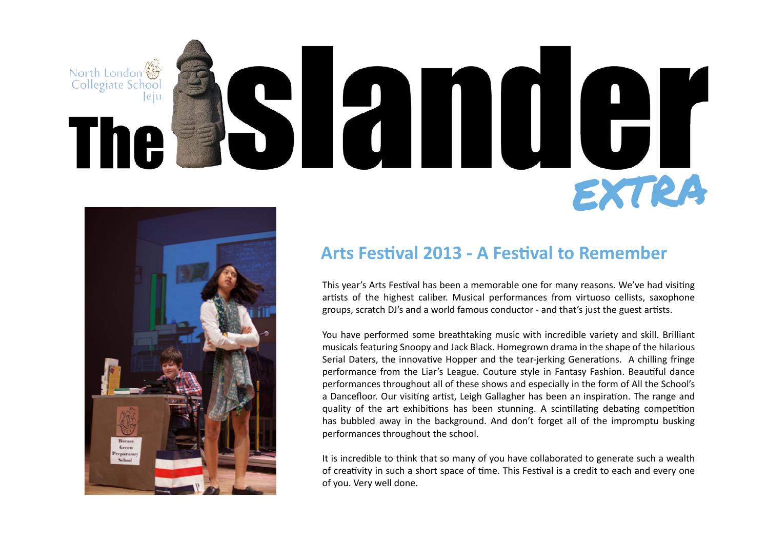 Islander Extra Arts Festival 2013 by North London Collegiate School ...