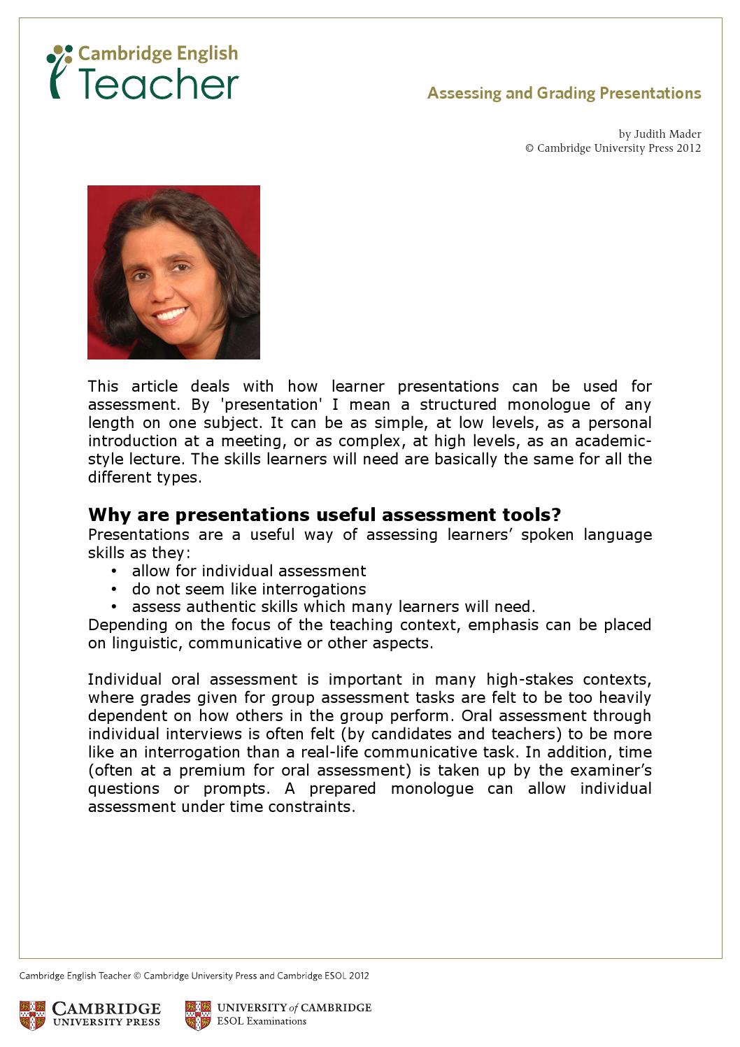 Assessing and Grading Presentations by Cambridge English - Issuu