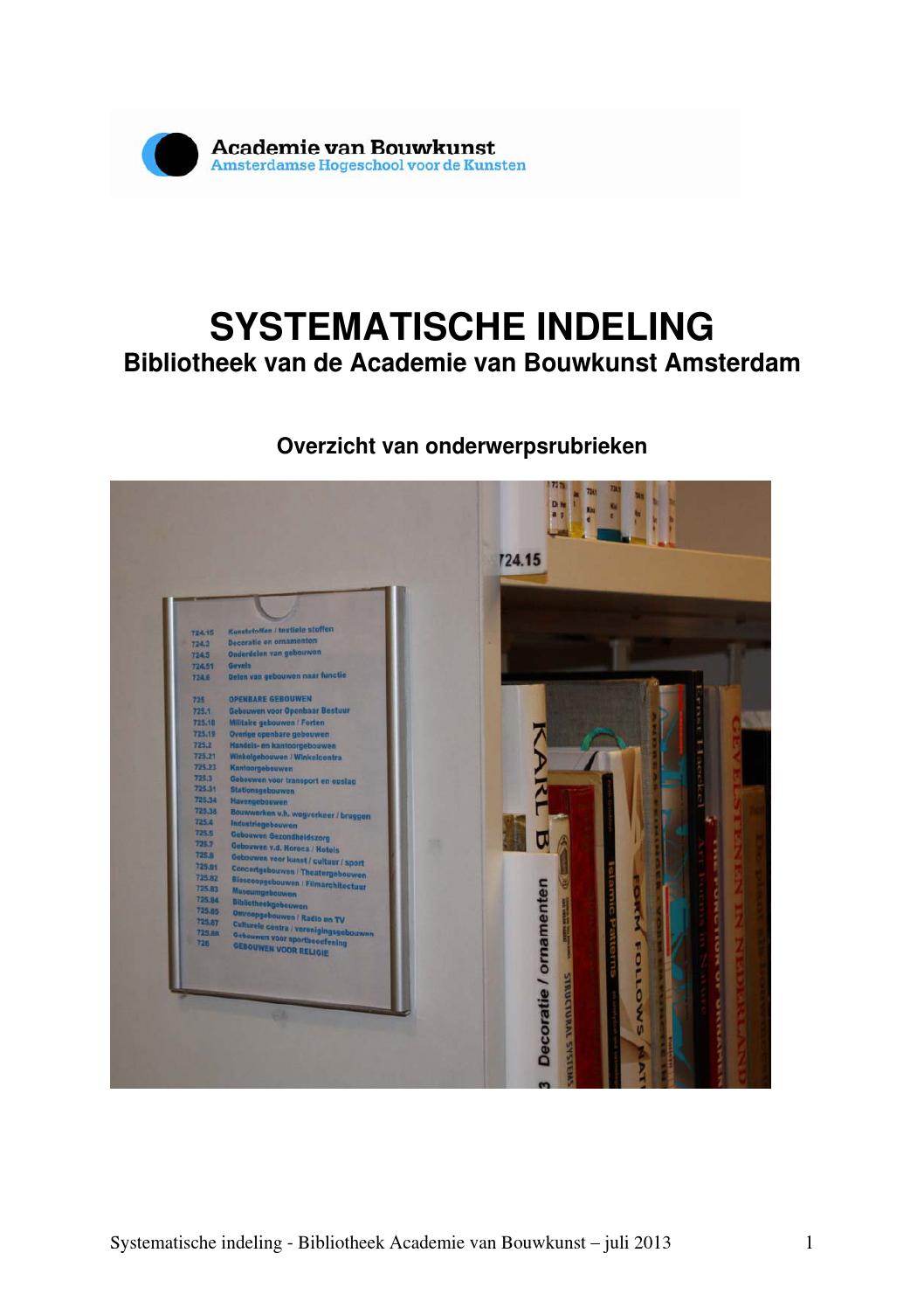 Systematische indeling by Amsterdam Academy of Architecture - Issuu