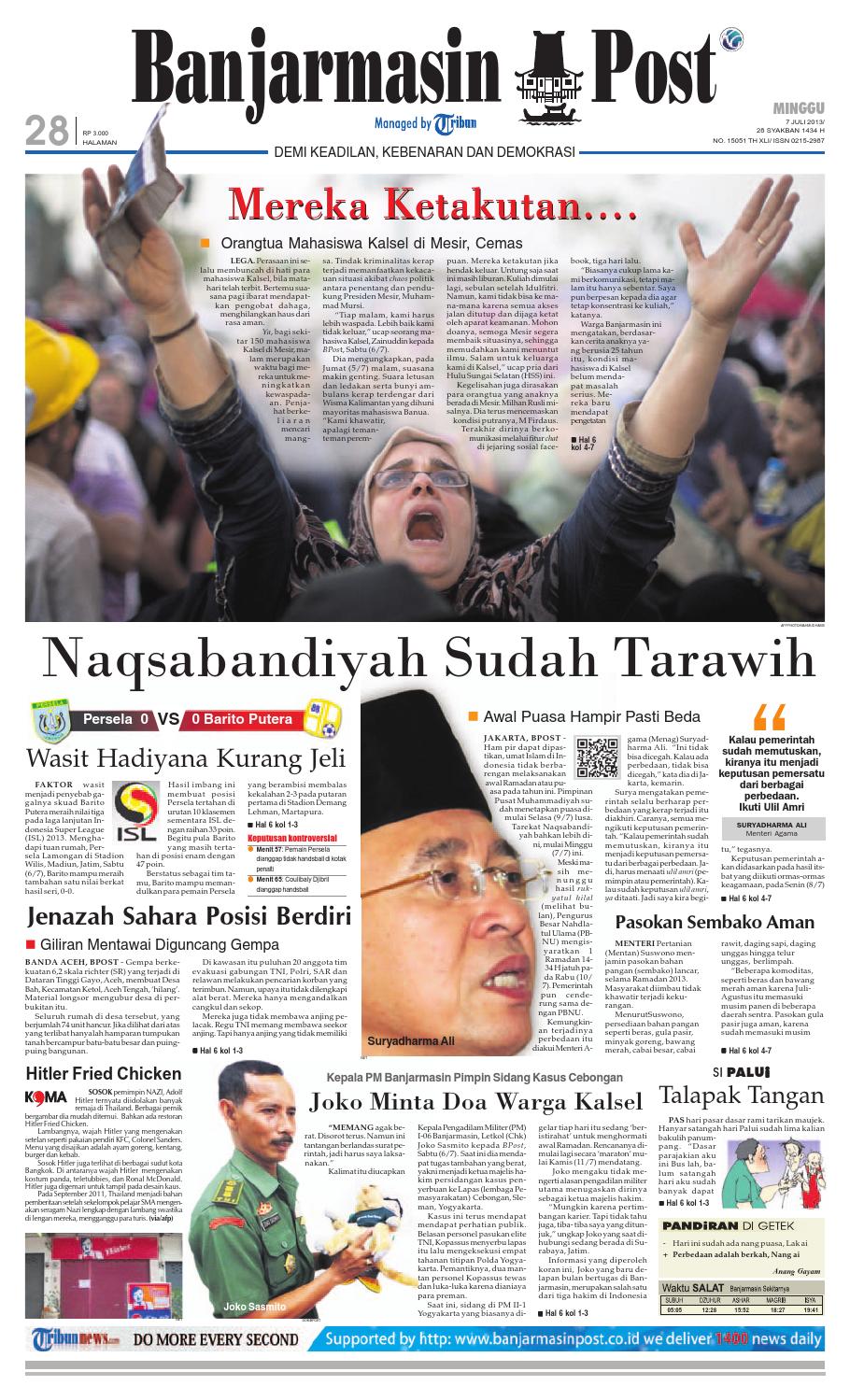 Banjarmasin Post edisi cetak Minggu, 7 Juli 2013 by Banjarmasin Post ...