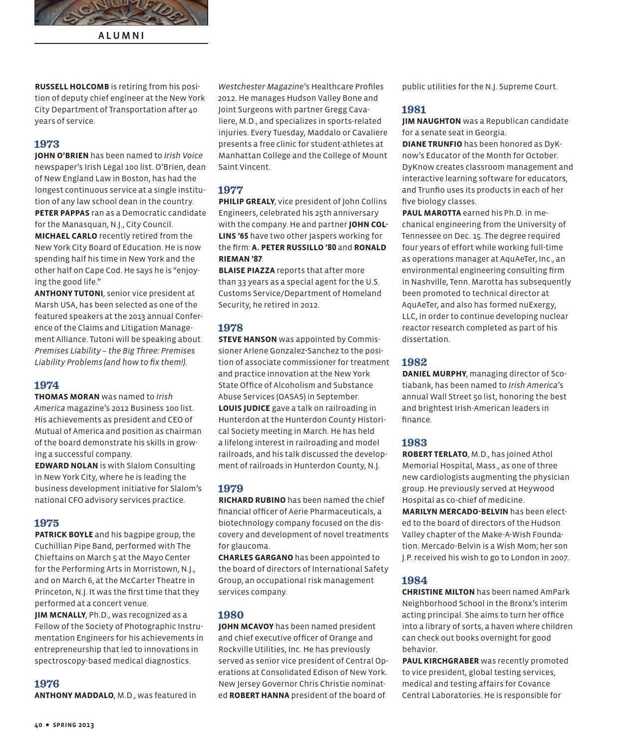 Manhattan College Alumni Magazine Spring 2013 By Manhattan University