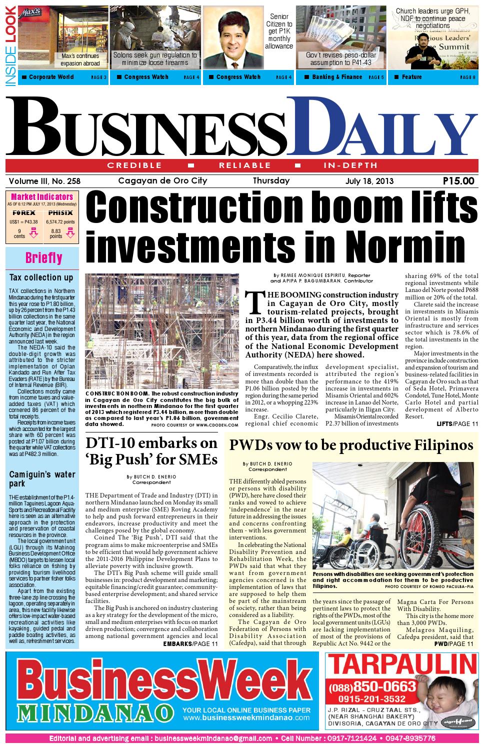 BusinessDaily (July 18, 2013) by Mindanao Daily News - Issuu
