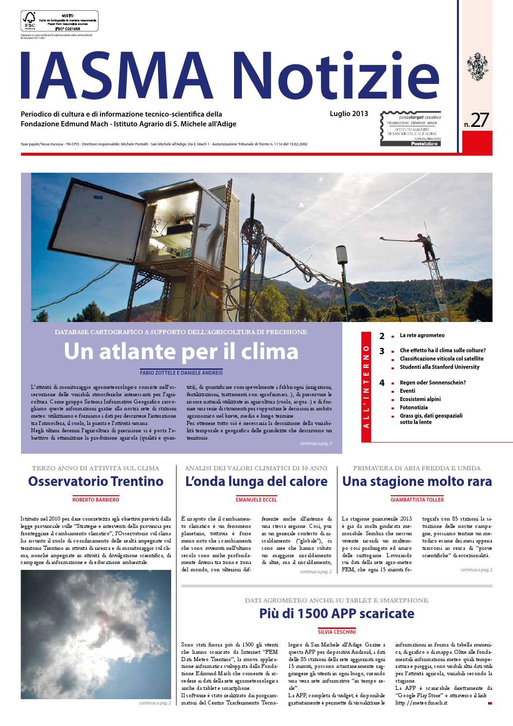 Iasma Notizie speciale clima Luglio 2013 by Fondazione Edmund Mach - Issuu