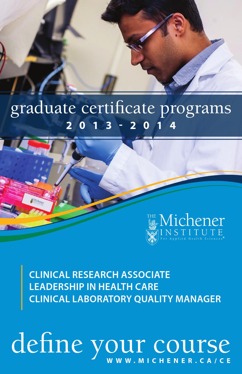 Graduate Certificate Programs 2013-14 by The Michener Institute of ...