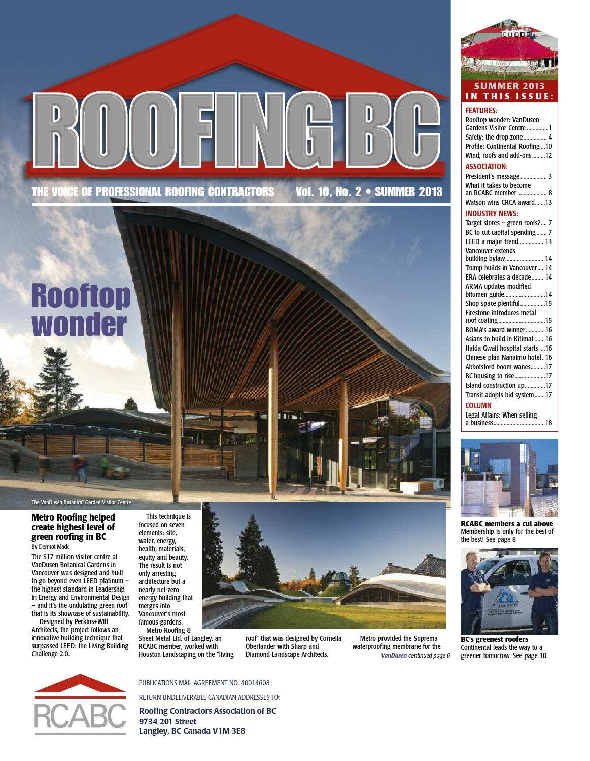 Roofing BC, Summer 2013 by RCABC - Issuu