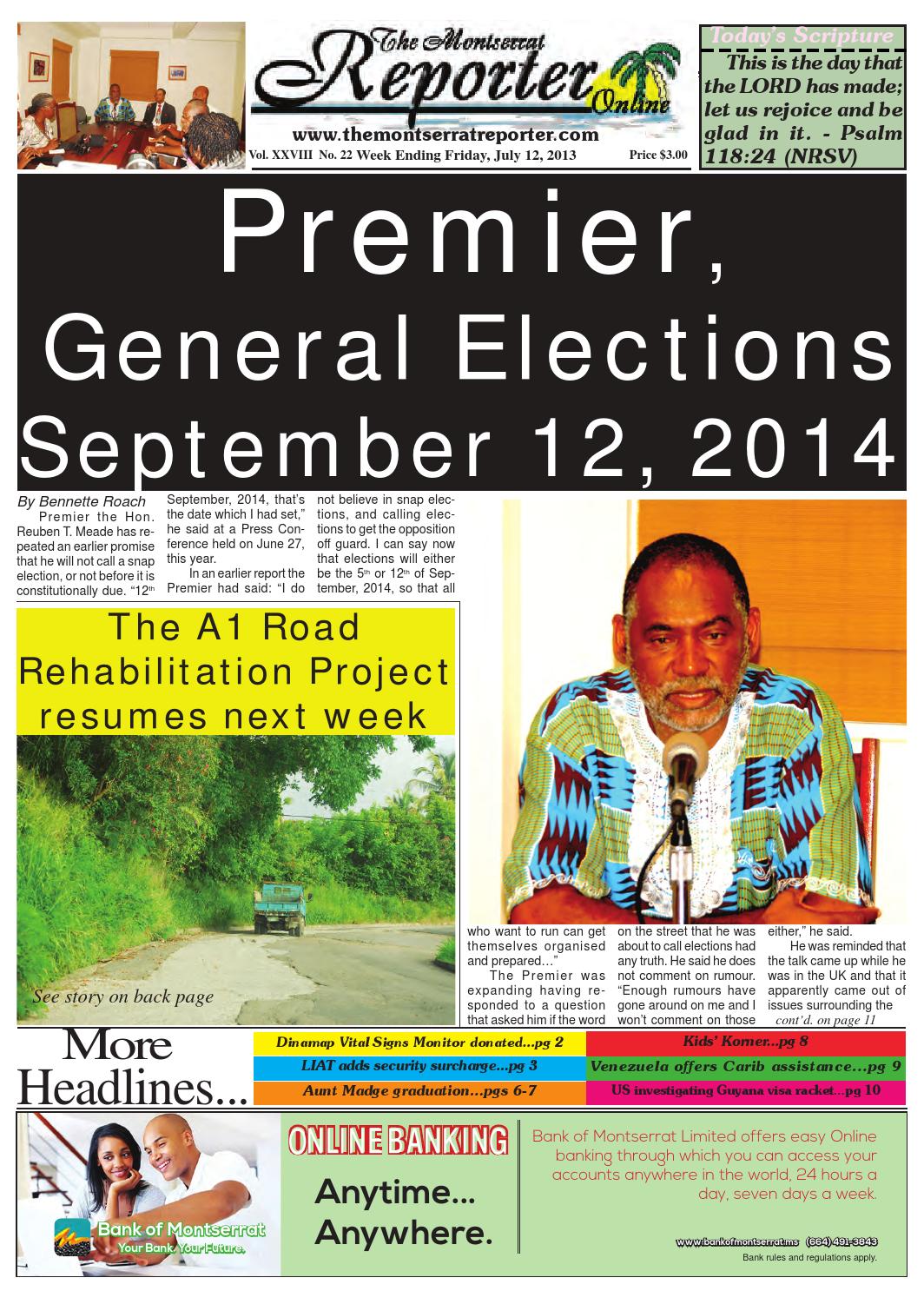 The Montserrat Reporter - 12 July 2013 by The Montserrat Reporter - Issuu