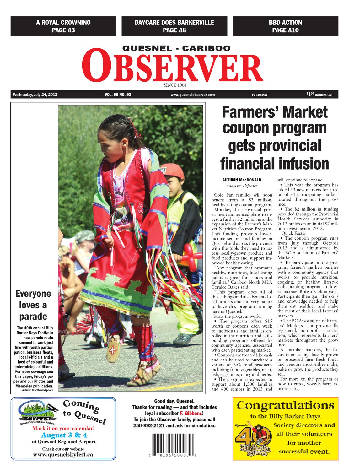 Quesnel Cariboo Observer, July 24, 2013 by Black Press Media Group - Issuu