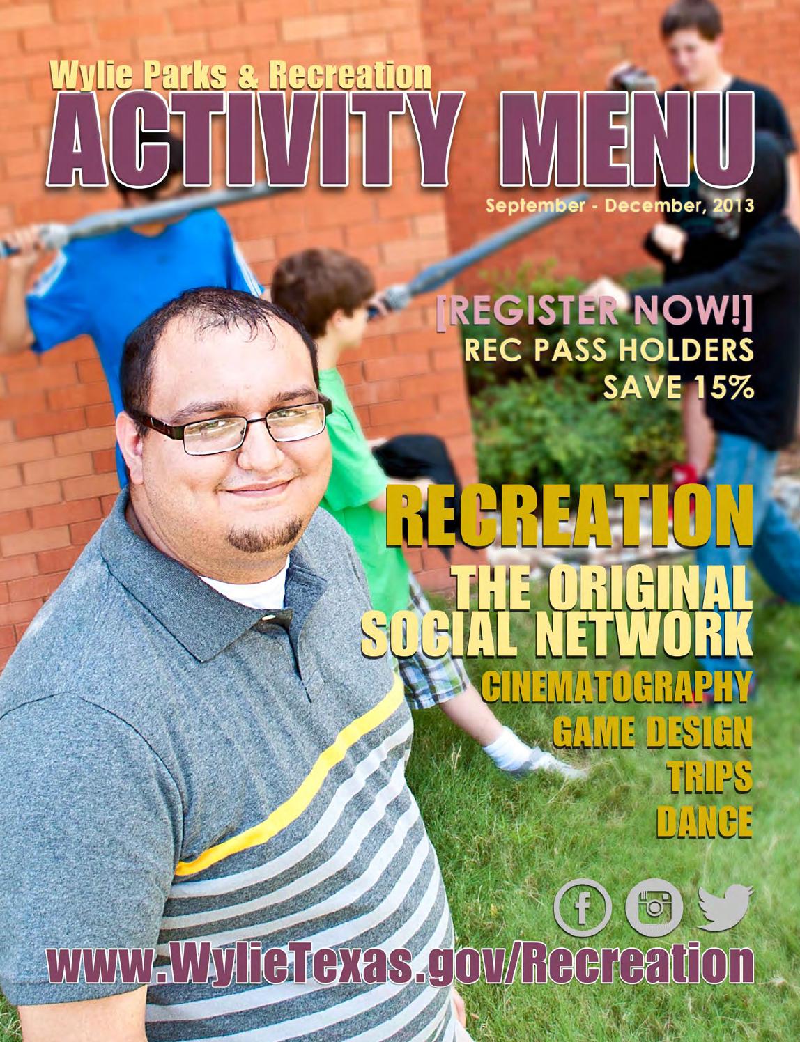 Activity Menu Fall / Winter 2013 {Wylie Recreation} by Wylie Parks and ...