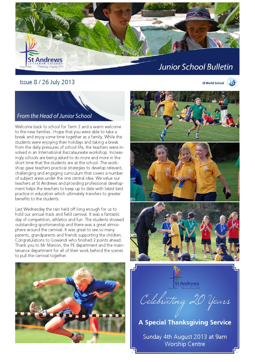 Junior School Bulletin Issue 8, 26 July 2013 by St Andrews Lutheran ...