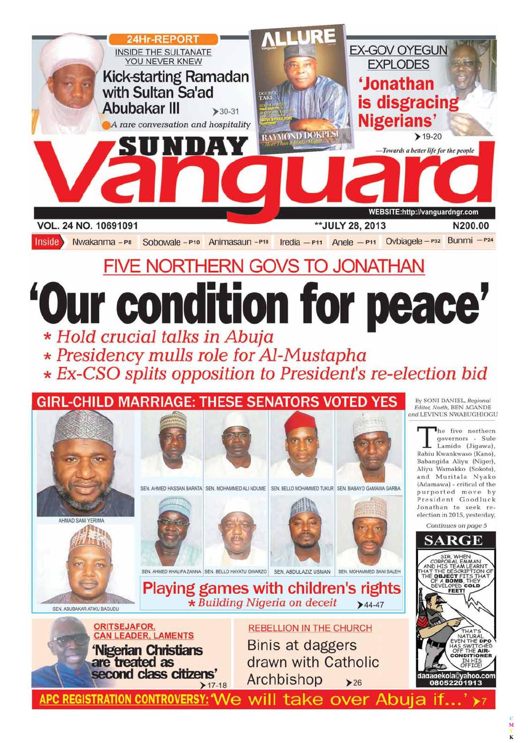 Five Northern Govs to Jonathan:Our Condition for peace by Vanguard ...
