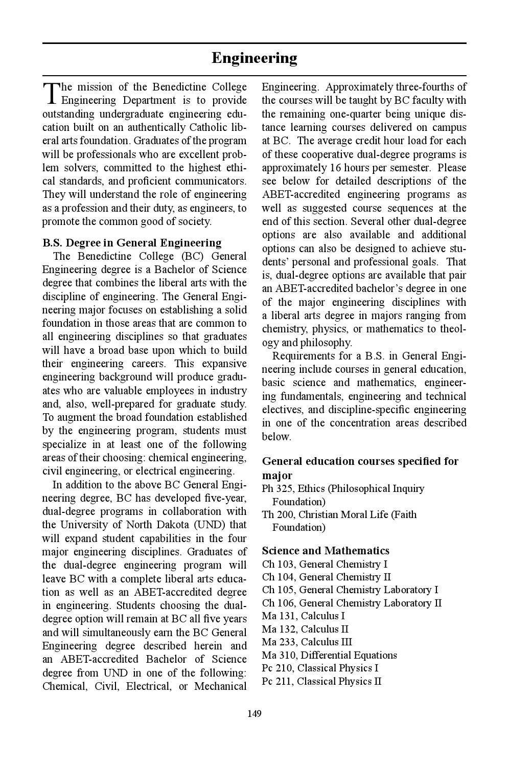 Engineering Degree Plan - 2013-14 by Benedictine College - Issuu