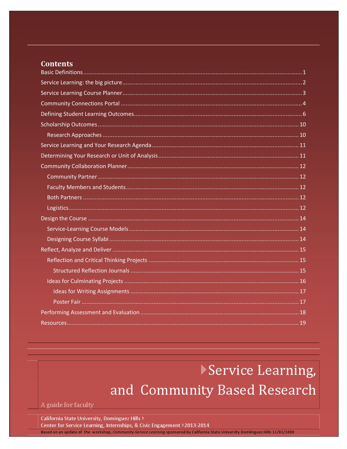 Service learning and community based research handbook by Cheryl ...