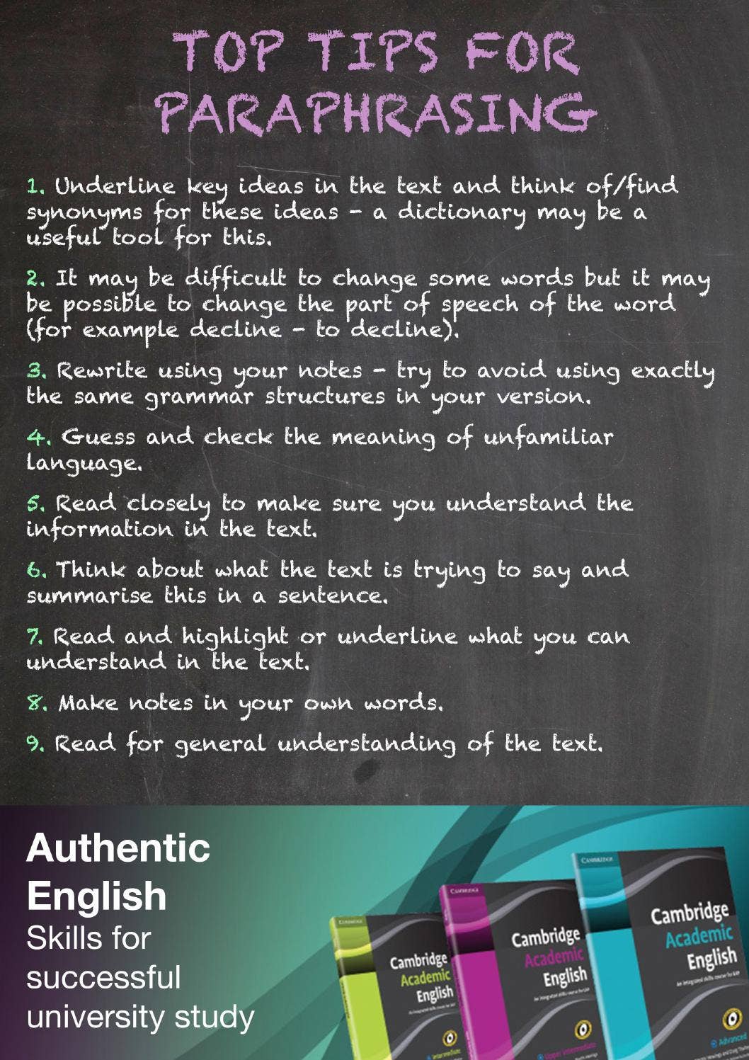 Cambridge Academic English - Top tips for paraphrasing by Cambridge ...