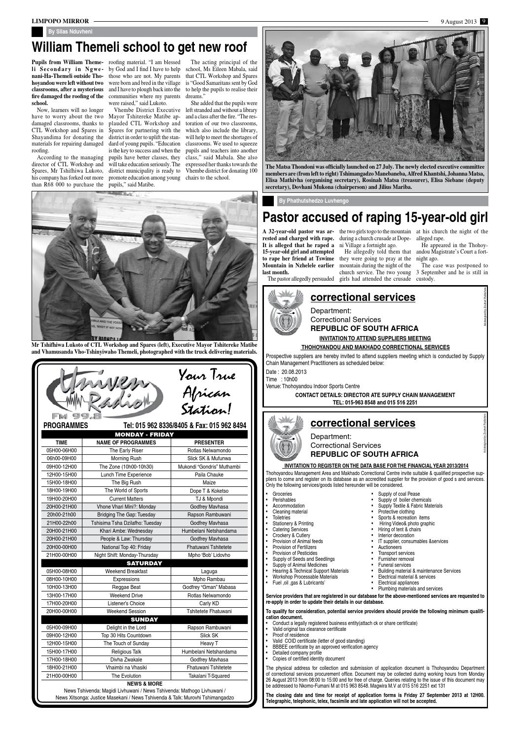 Limpopo Mirror 09 August 2013 by Zoutnet - Issuu