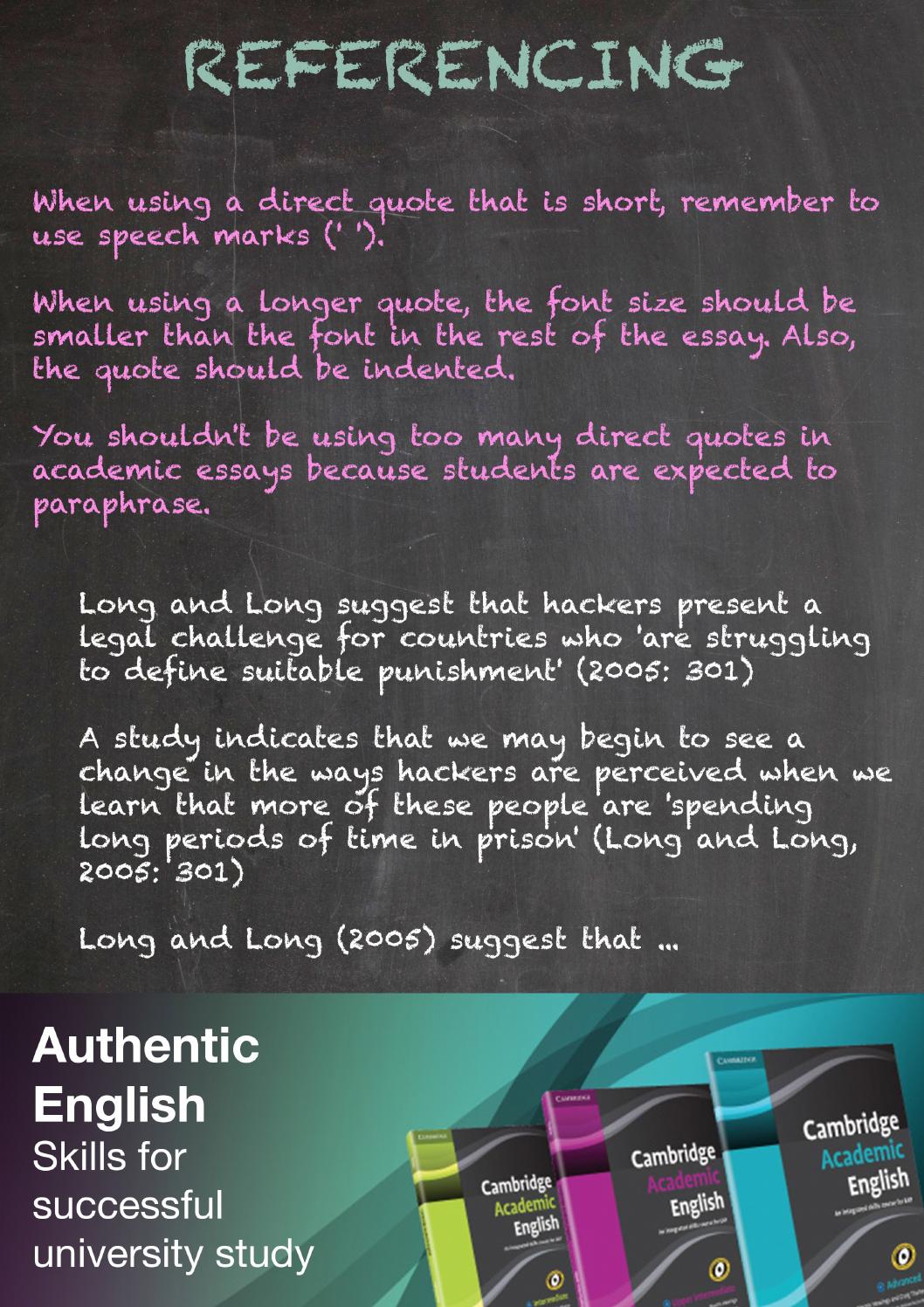 Referencing - Cambridge Academic English classroom poster by Cambridge ...