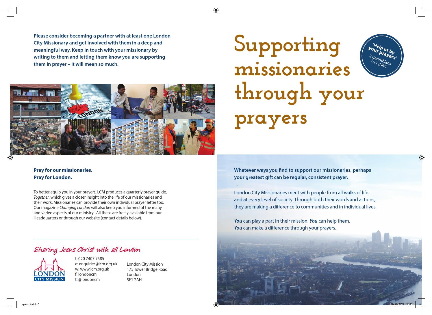 Supporting missionaries through your prayers by London City Mission - Issuu