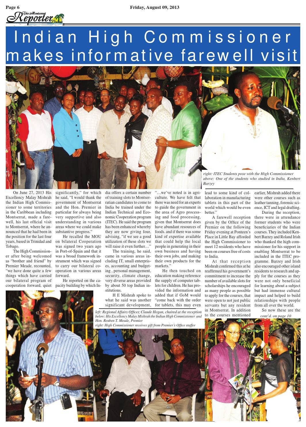 The Montserrat Reporter - 9 August 2013 by The Montserrat Reporter - Issuu