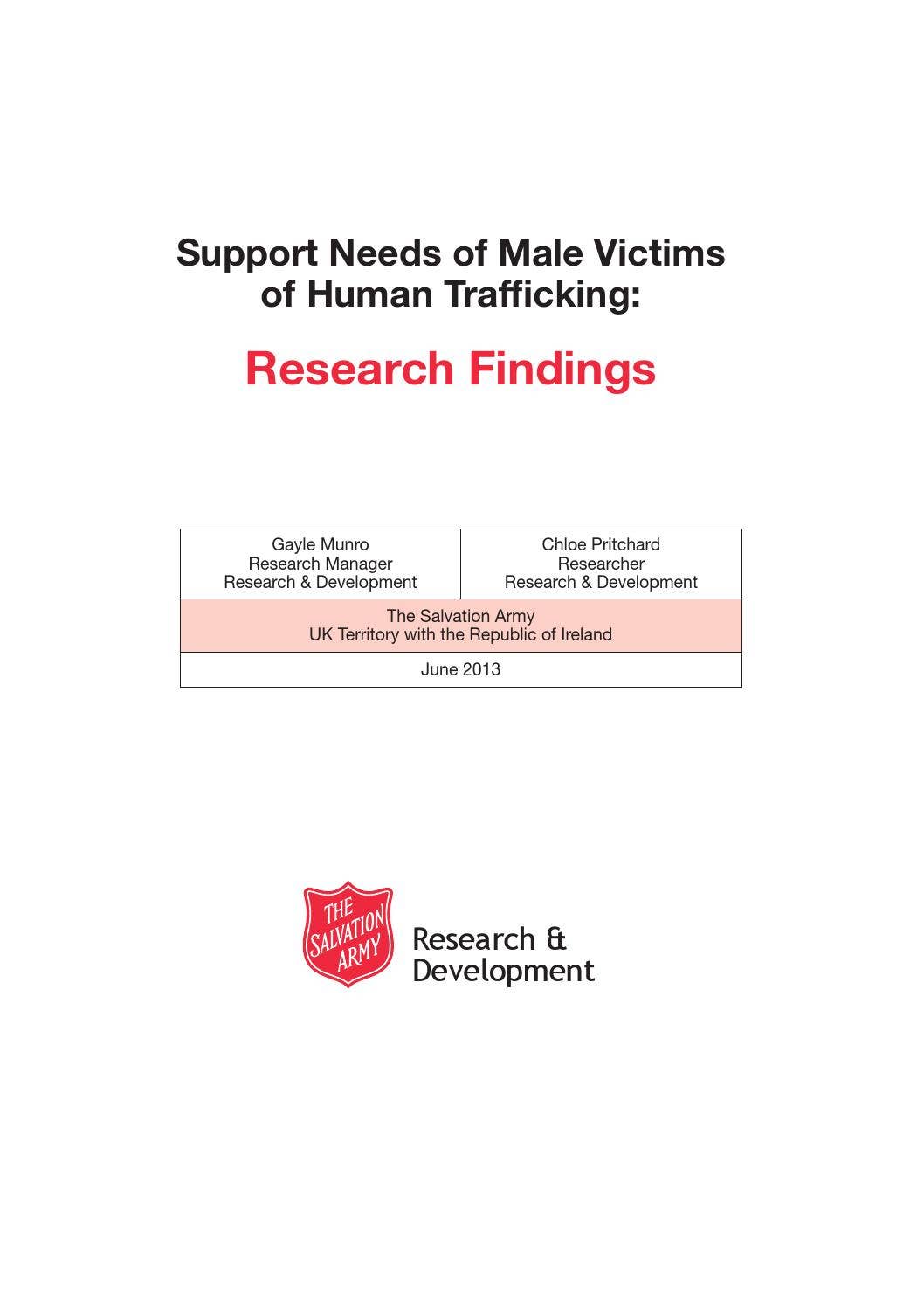 Support needs of male trafficking victims by The Salvation Army UK and ...