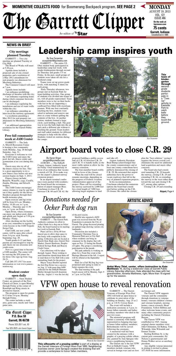 The Garrett Clipper - August 19, 2013 by KPC Media Group - Issuu