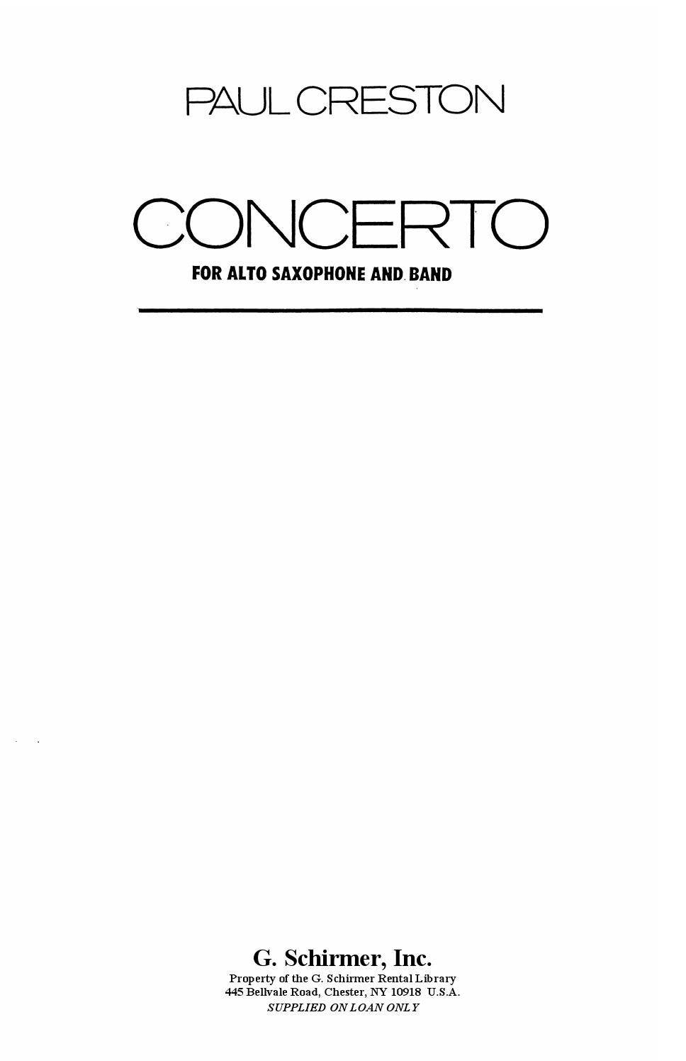 Creston CONCERTO FOR SAXOPHONE AND BAND by ScoresOnDemand - Issuu