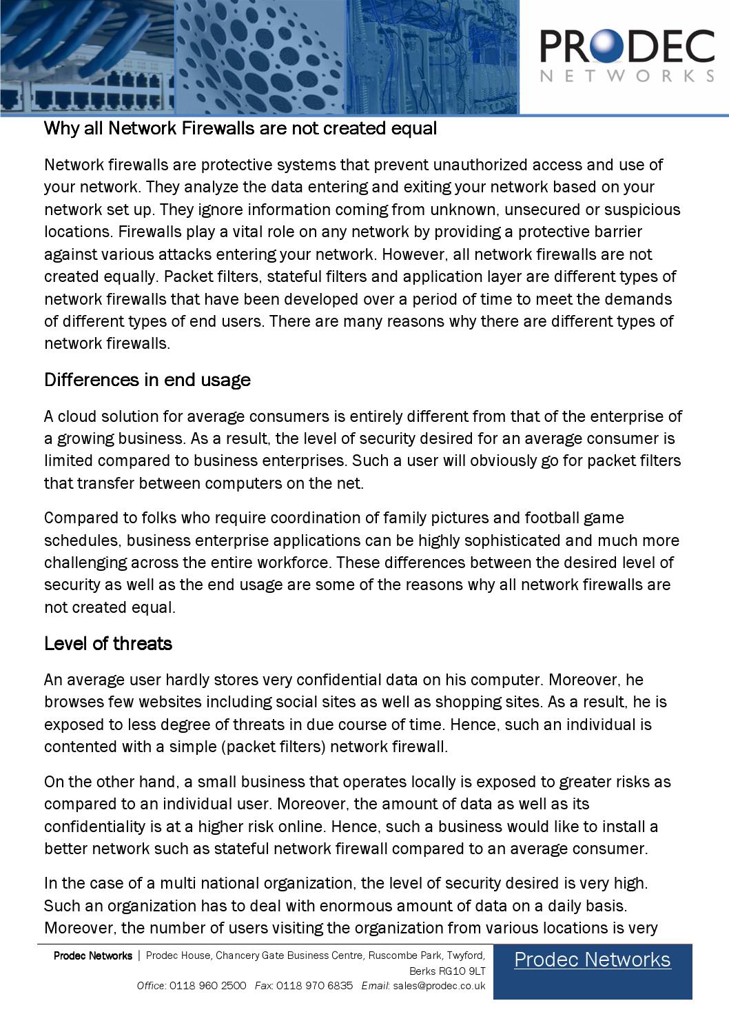 Prodec why all network firewalls are not created equal by Will Pastons ...