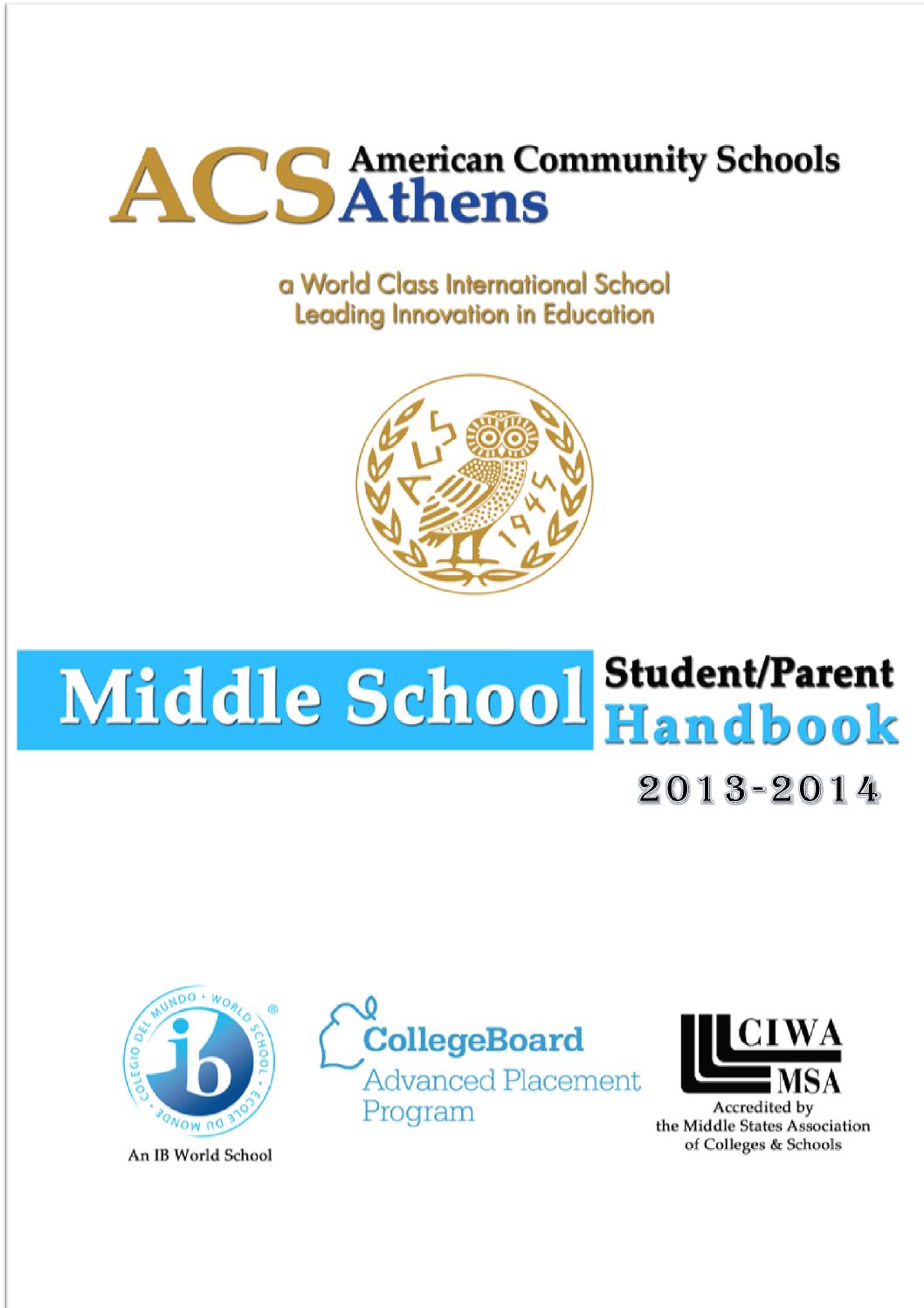 Middle School Student Parent Handbook 2013-14 by ACS Athens - Issuu