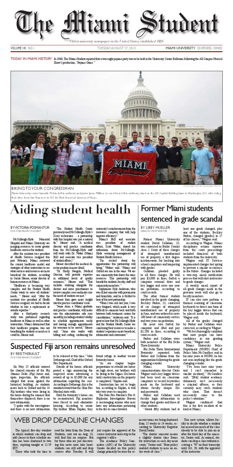 August 27, 2013 | The Miami Student by The Miami Student - Issuu