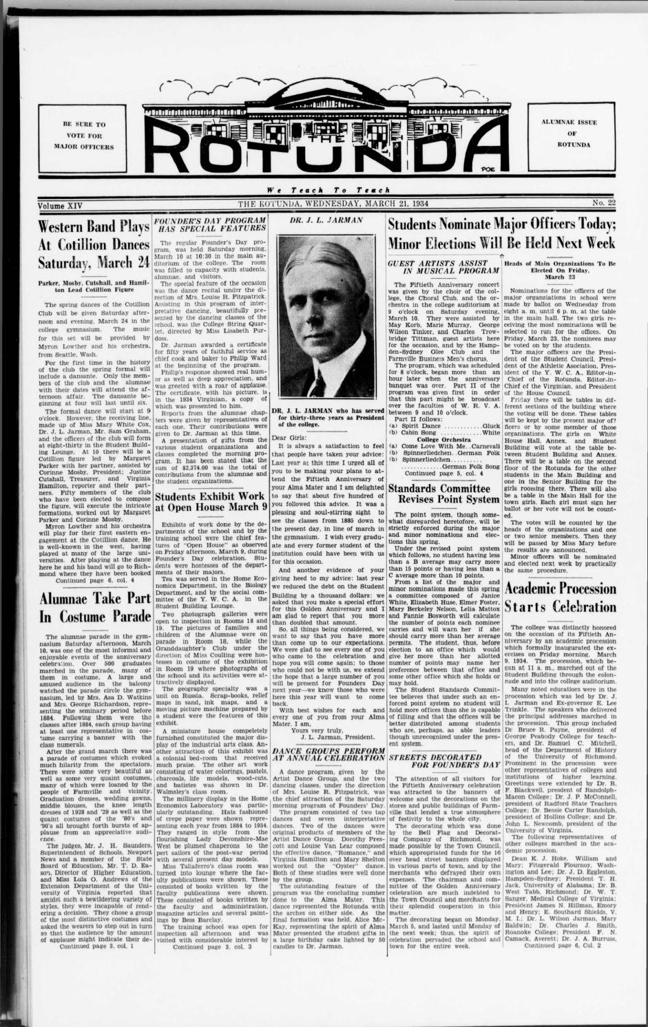 Rotunda vol 14, no 22 march 21, 1934 by Greenwood Library - Issuu