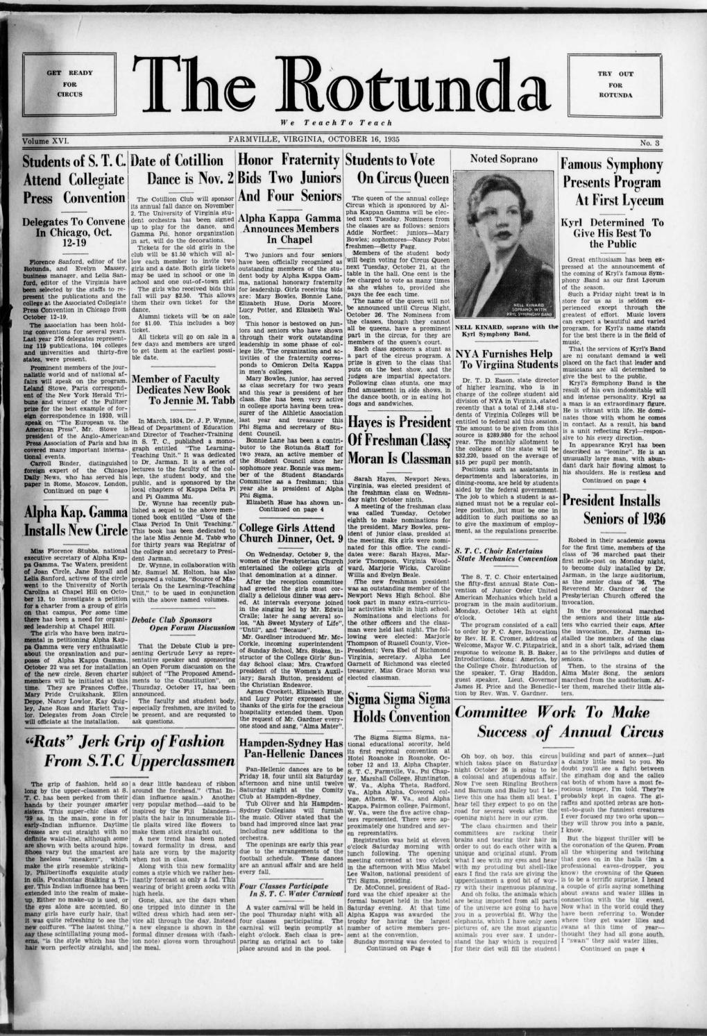Rotunda vol 16, no 3 oct 16, 1935 by Greenwood Library - Issuu