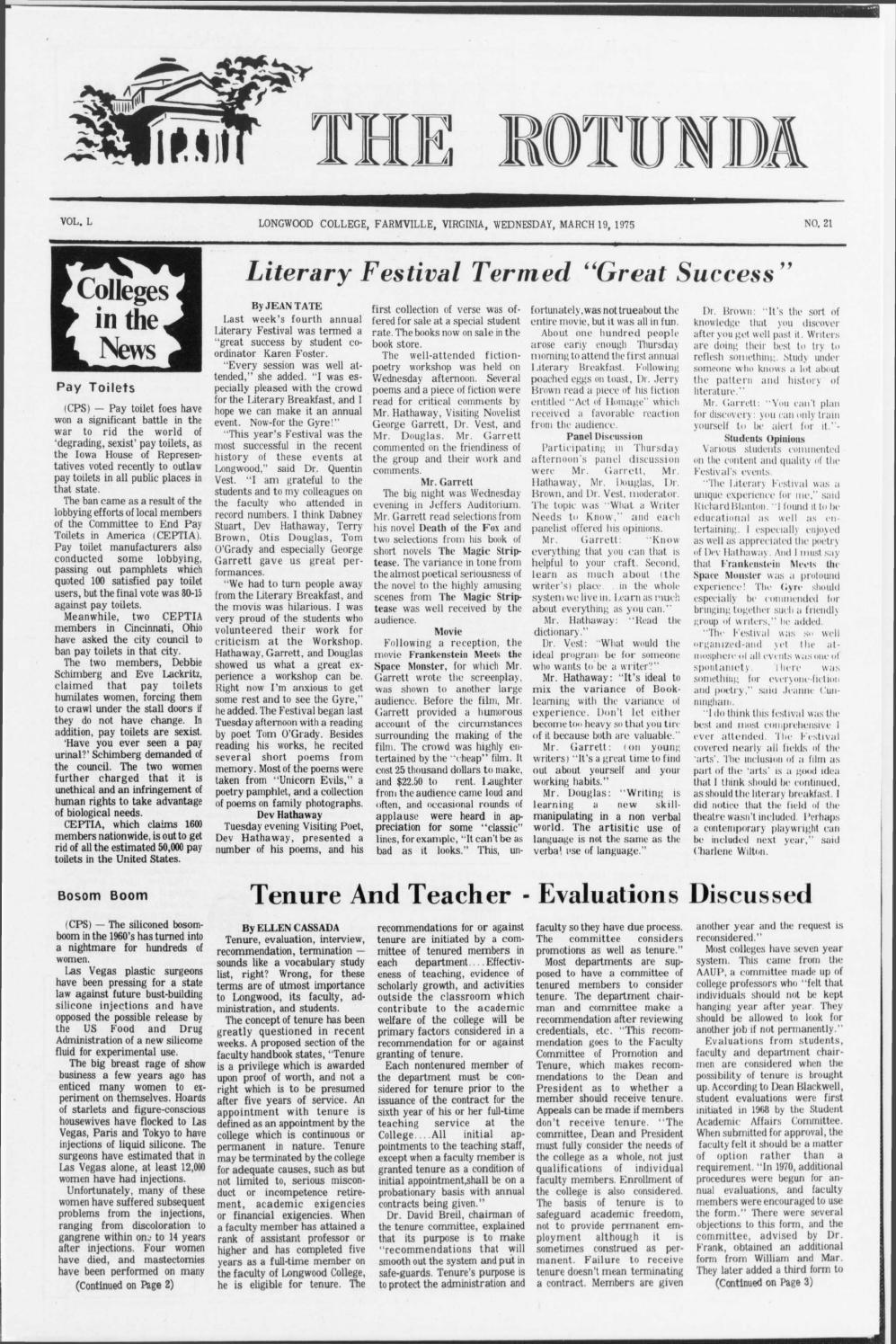 Rotunda vol 54, no 21 march 19, 1975 by Greenwood Library - Issuu