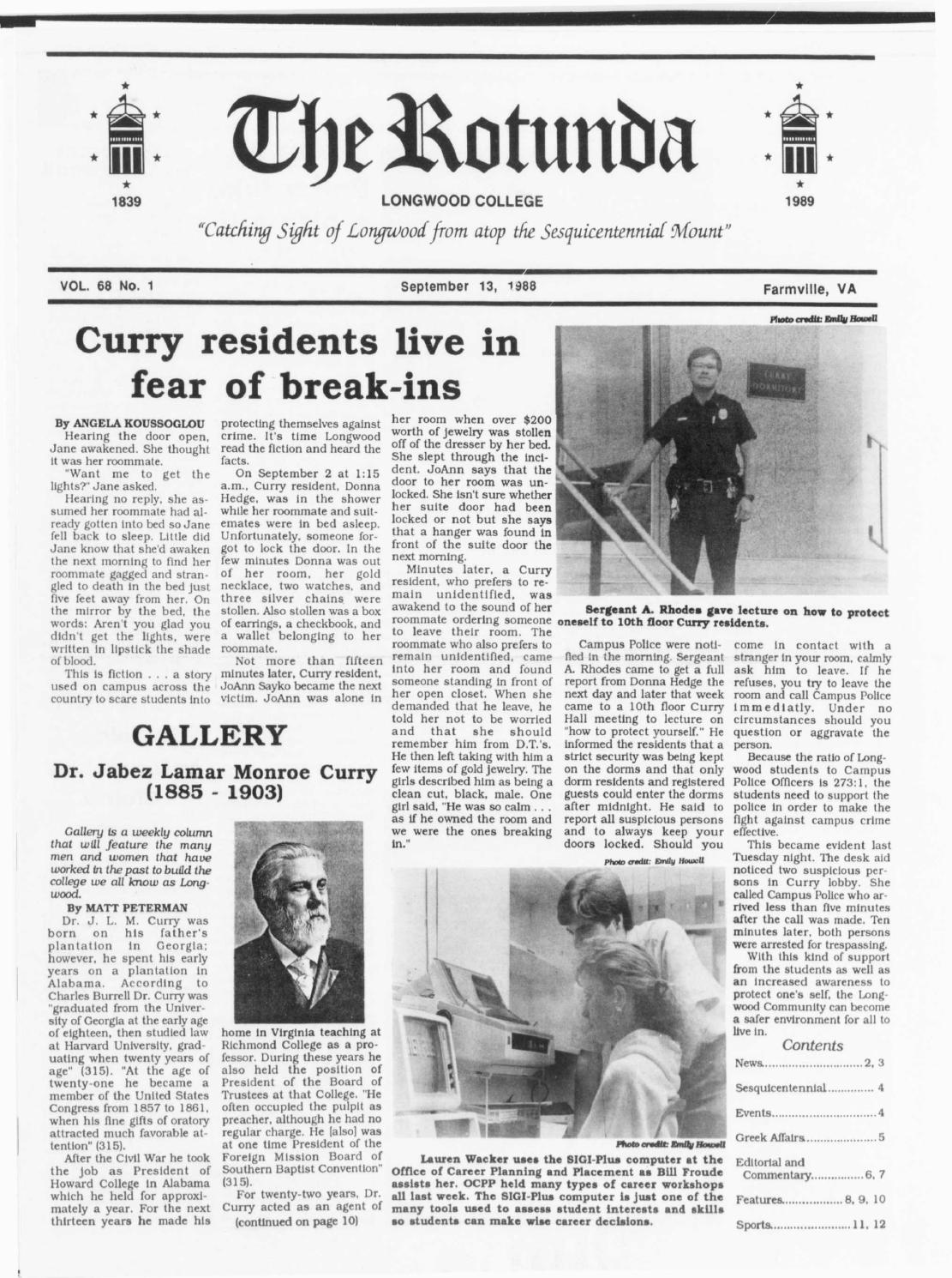 Rotunda vol 68, no 1 sept 13, 1988 by Greenwood Library - Issuu