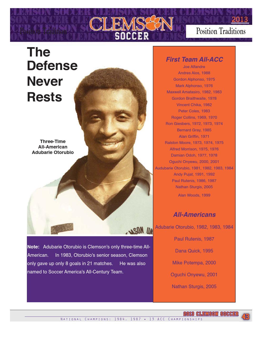 2013 Clemson Men's Soccer Media Guide by Clemson Tigers - Issuu