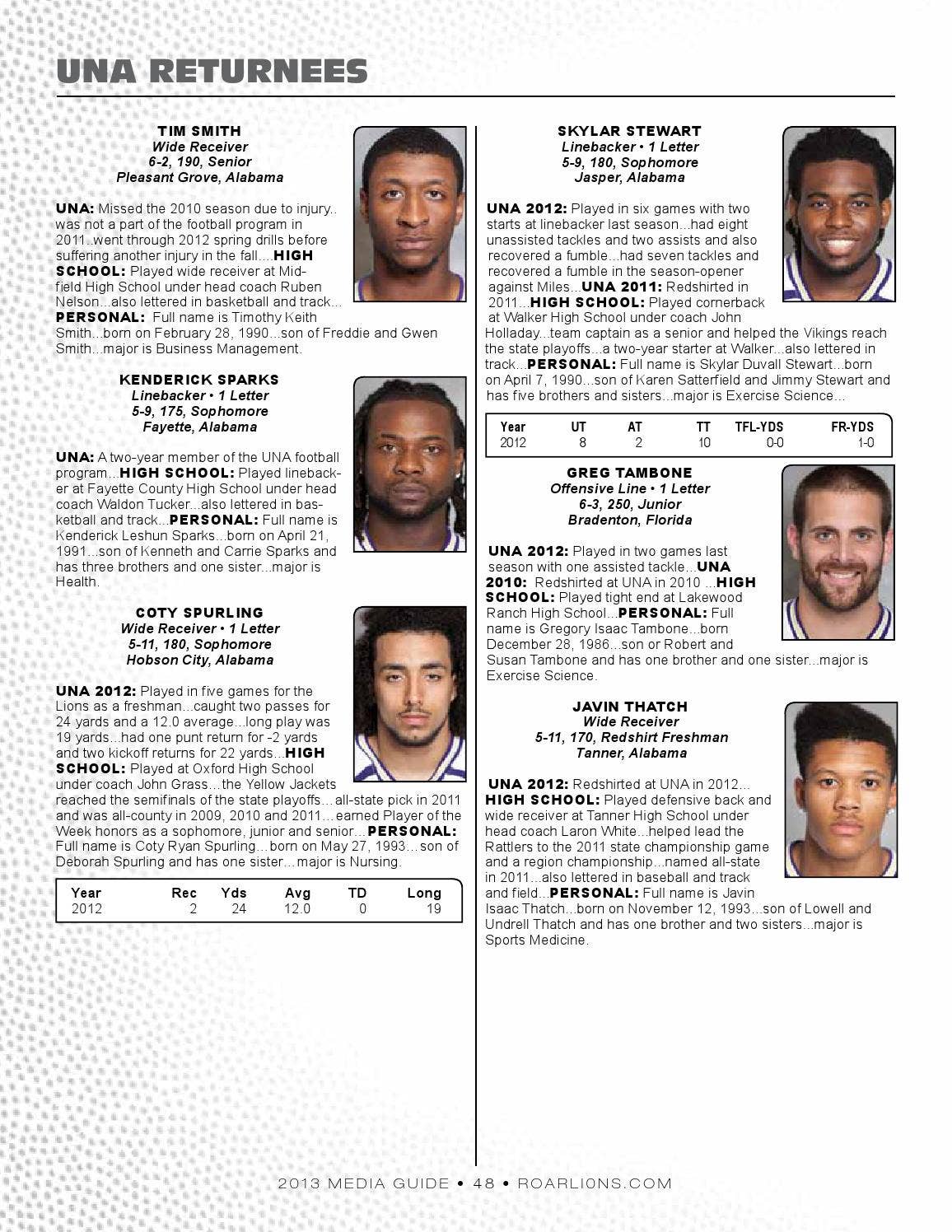 2013 UNA Football Media Guide by University of North Alabama Athletics ...