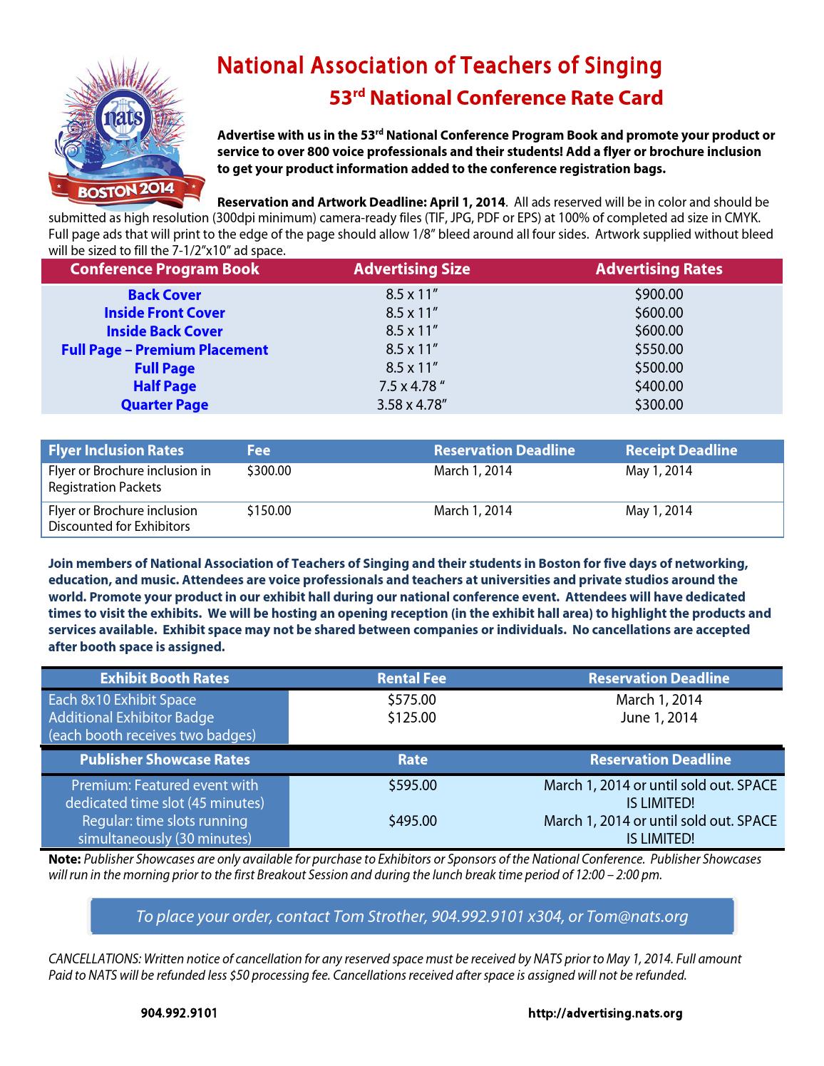 2014 national conference rate card updated 8 27 13 by National ...