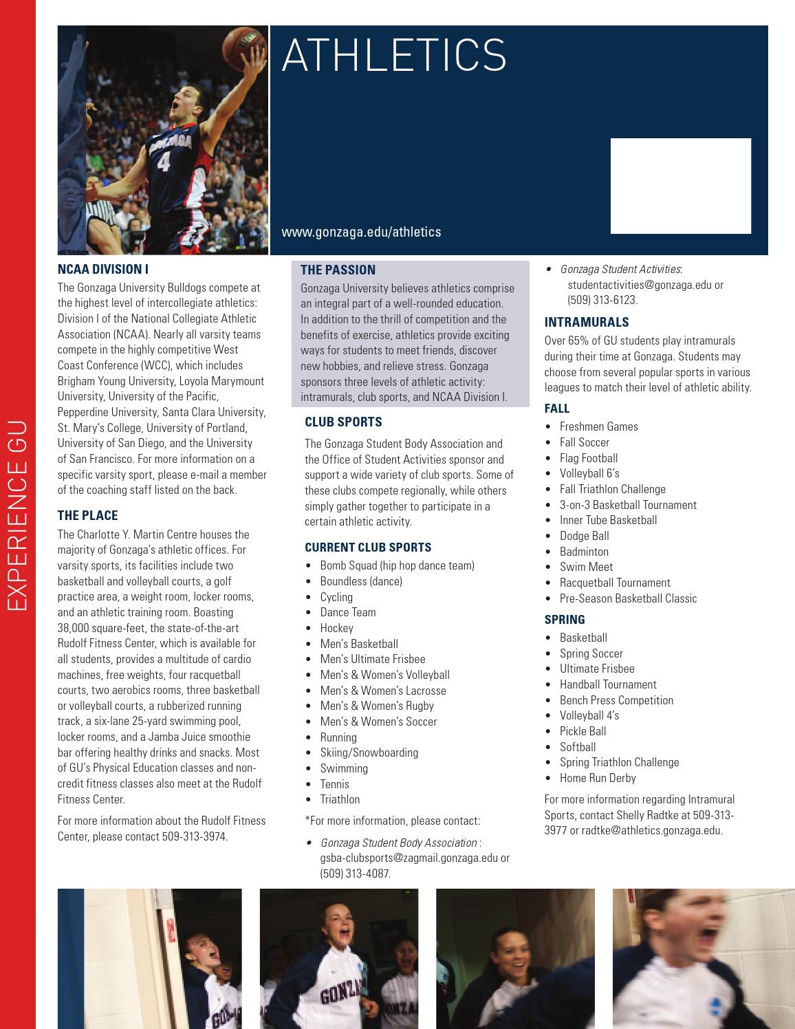 Athletics - Academic Brochure, Gonzaga University by Gonzaga University ...