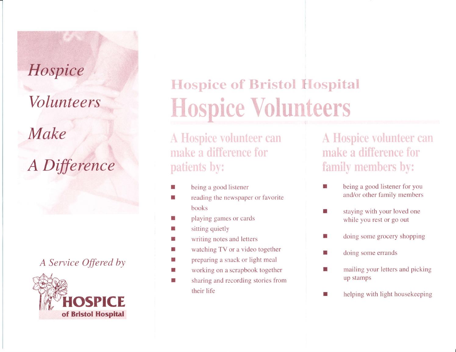Hospice Volunteer Brochure by Tara Scatterday - Issuu