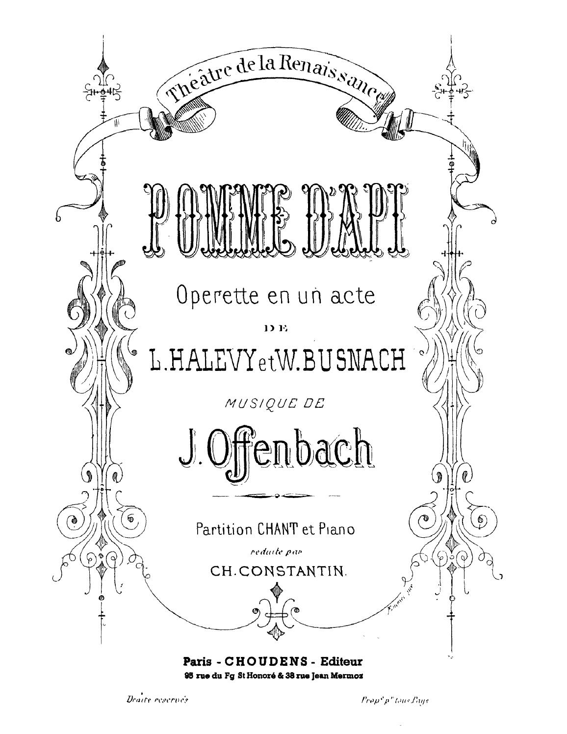 Offenbach POMME D'API Vocal Score by ScoresOnDemand - Issuu